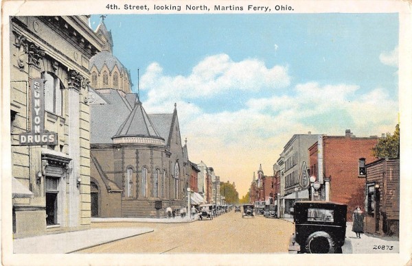 Martins Ferry Ohio 4th Street Looking North General View Antique ...