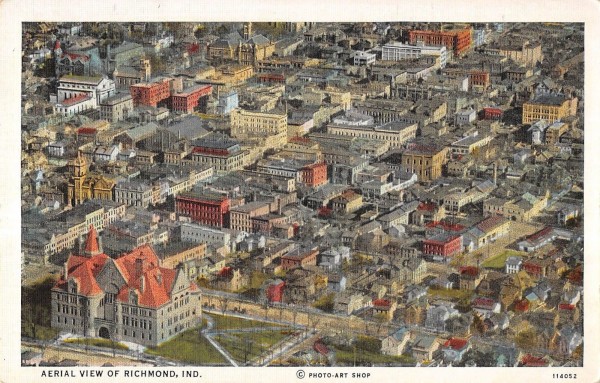 Richmond Indiana panoramic aerial view of the city antique pc (Y7863 ...