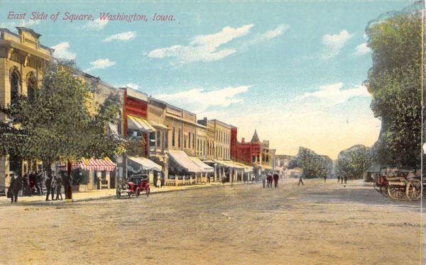 Washington Iowa East Side Of Square Scene Antique Postcard K16631 ...