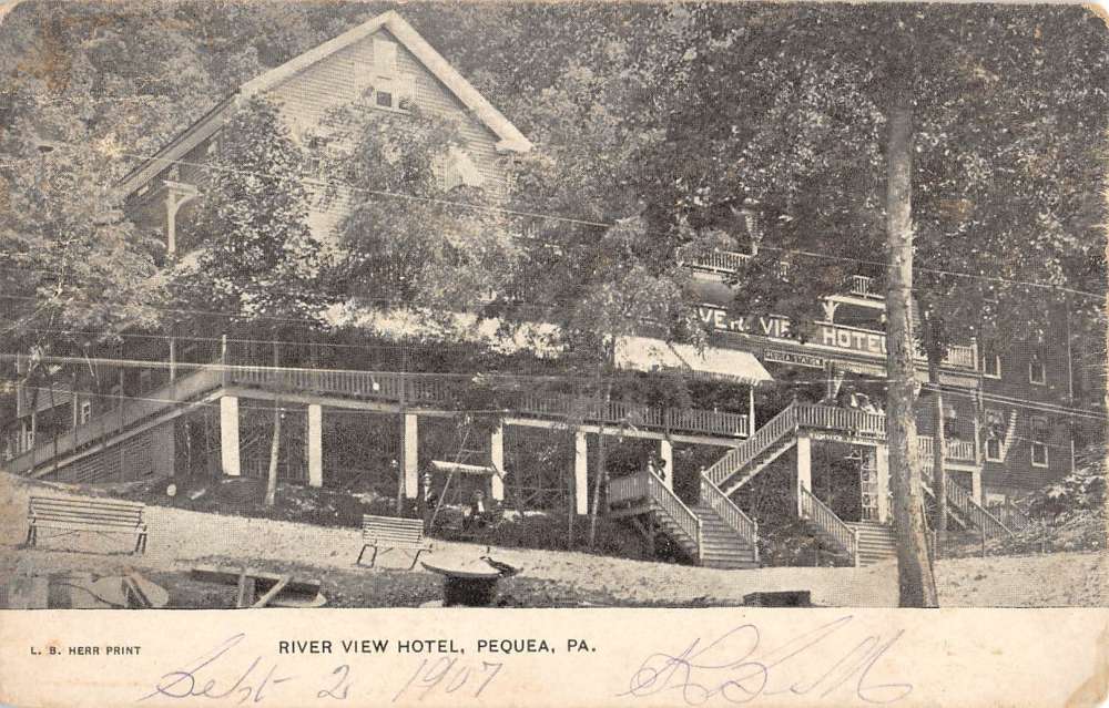 Pequea Pennsylvania River View Hotel Street View Antique Postcard ...