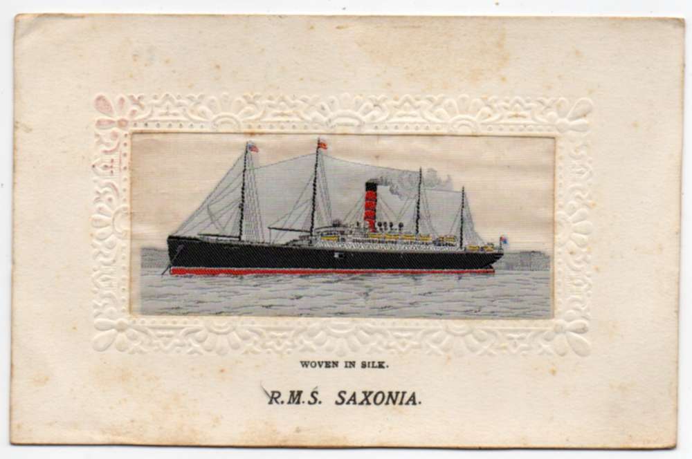 RMS Saxonia Steam Ship Woven Silk Antique Postcard J76721 - Mary L ...