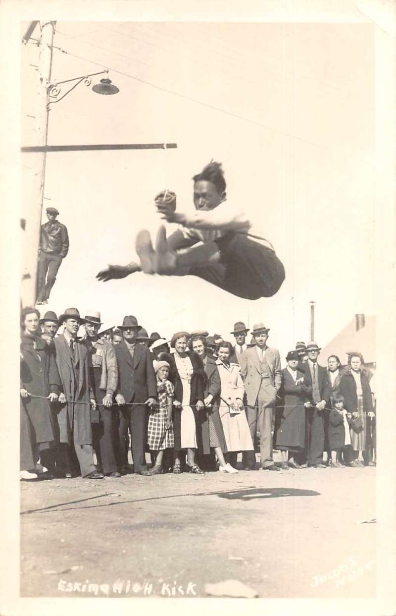 Nome Alaska ? Eskimo High Kick Native Games Real Photo Antique Postcard ...