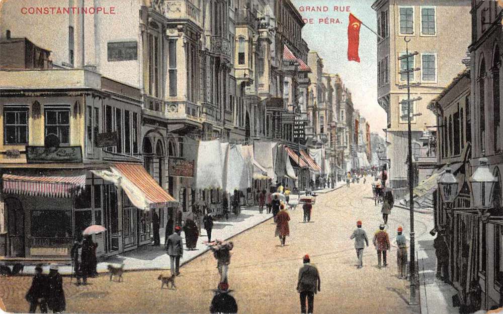 Constantinople Turkey Grand Rue de Pera Street Scene Vintage Postcard ...