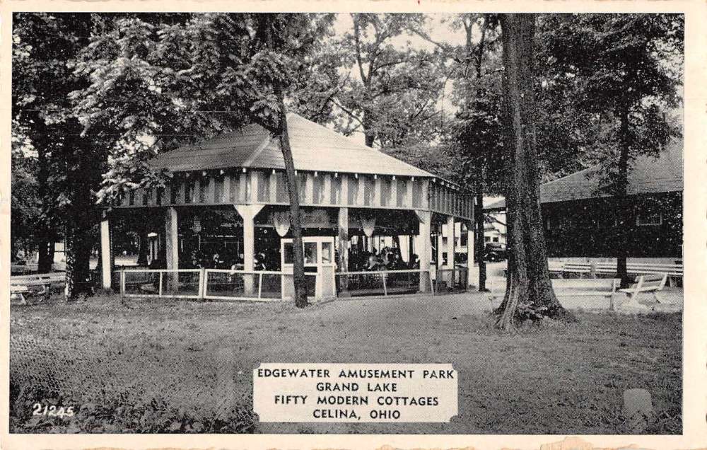 Celina Ohio Edgewater Amusement park Carousel Vintage Postcard AA9336 ...