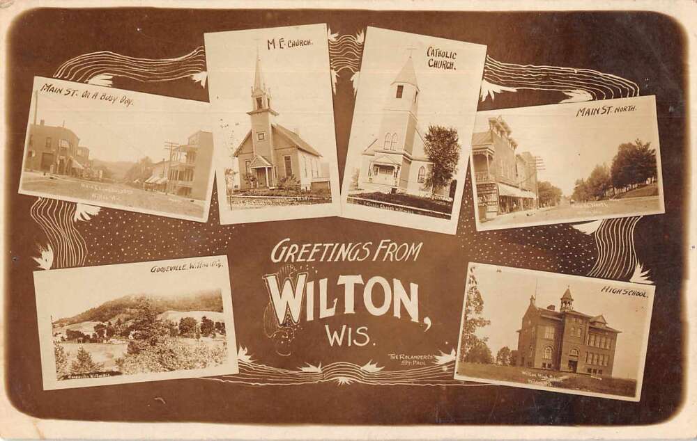 Wilton Wisconsin Greetings Church and Buildings Real Photo Postcard ...