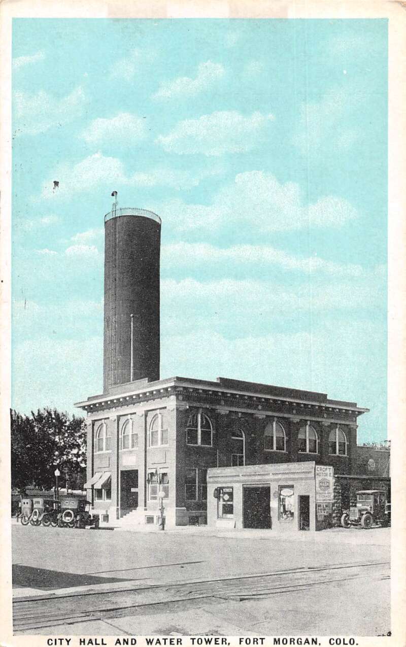 Fort Morgan Colorado City Hall and Water Tower Vintage Postcard AA18990 ...