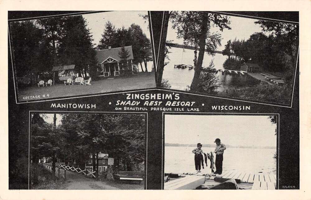 Manitowish Wisconsin Zingsheim's Shady Rest Resort Vintage Postcard ...