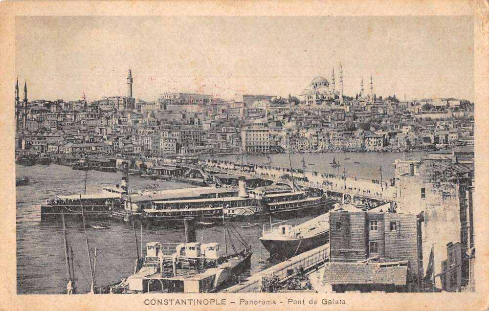 Constantinople Turkey Pont de Galata Panorama Vintage Postcard AA34555 ...