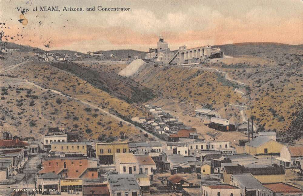 Miami Arizona Copper Mine Concentrator Birds Eye View Vintage Postcard ...