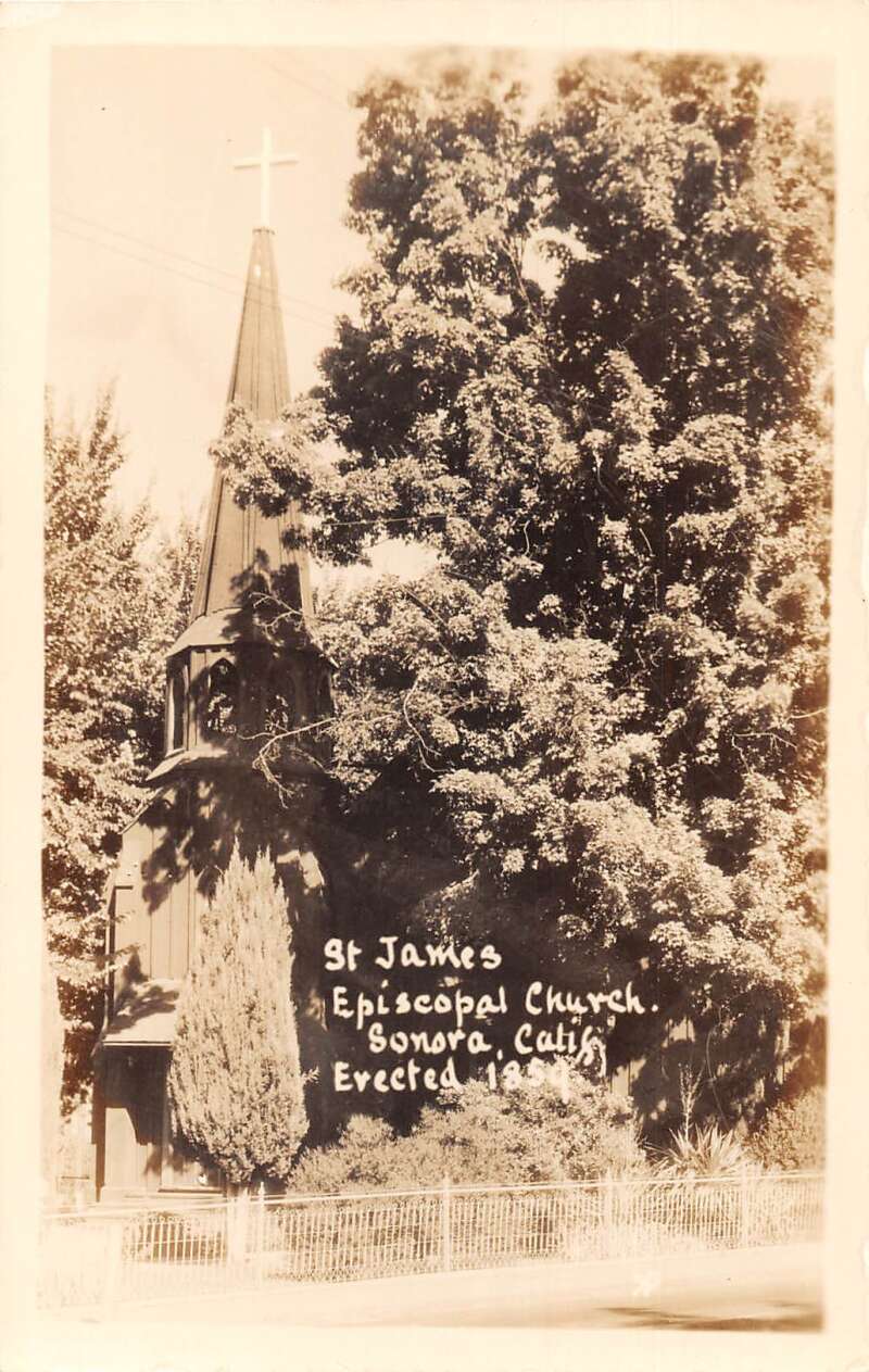 Sonora California St James Episcopal Church Real Photo Vintage Postcard ...