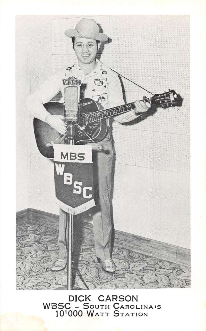 South Carolina WBSC Radio Station Cowboy Dick Carson Vintage Postcard ...