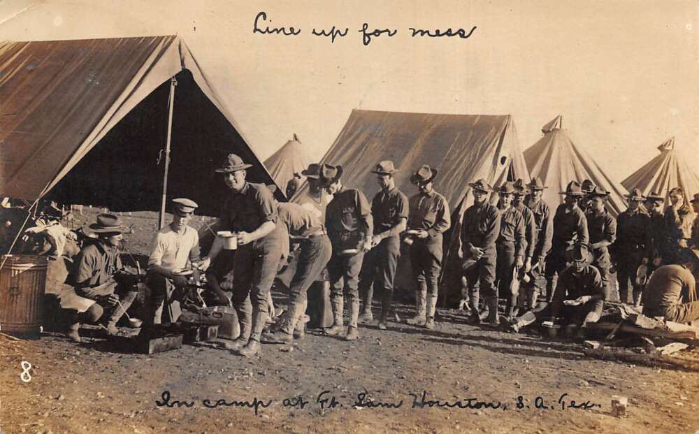 Fort Sam Houston Texas Soldiers at Camp Real Photo Vintage Postcard ...