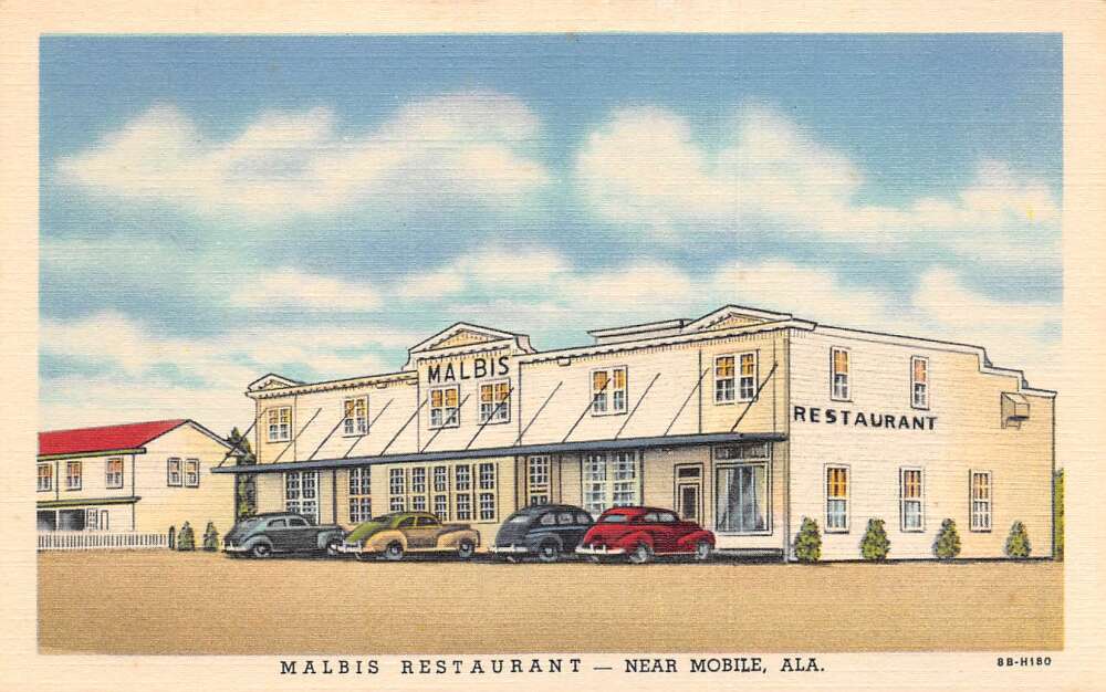 Mobile Alabama Malbis Restaurant Linen Vintage Postcard AA68576 - Mary ...