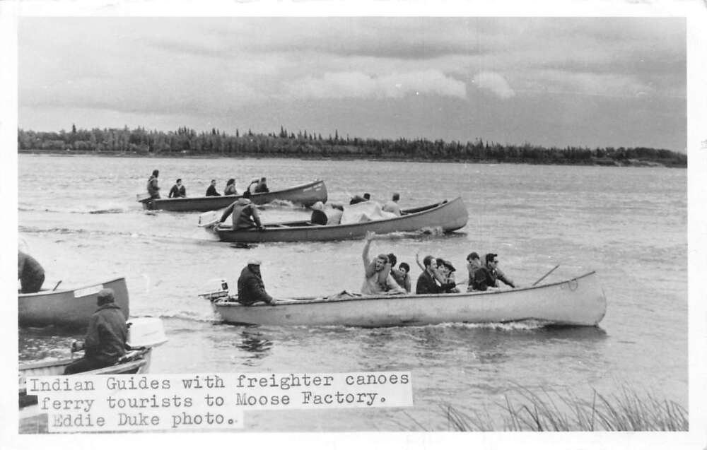 Moose Factory Ontario Canada Indian Guides in Canoes Real Photo PC ...