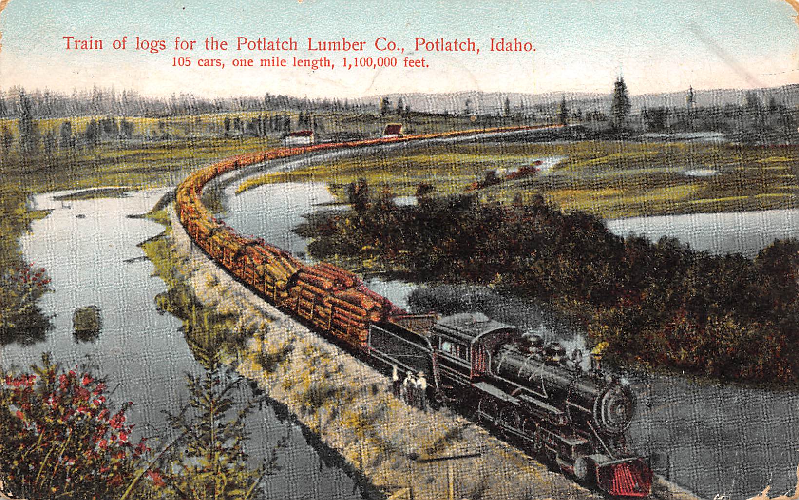 Potlatch Idaho Train Of Logs for Potlatch Lumber Co., Vintage Postcard ...