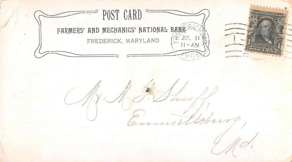 Frederick Maryland Farmers Mechanics National Bank Cashier Postal PC ...